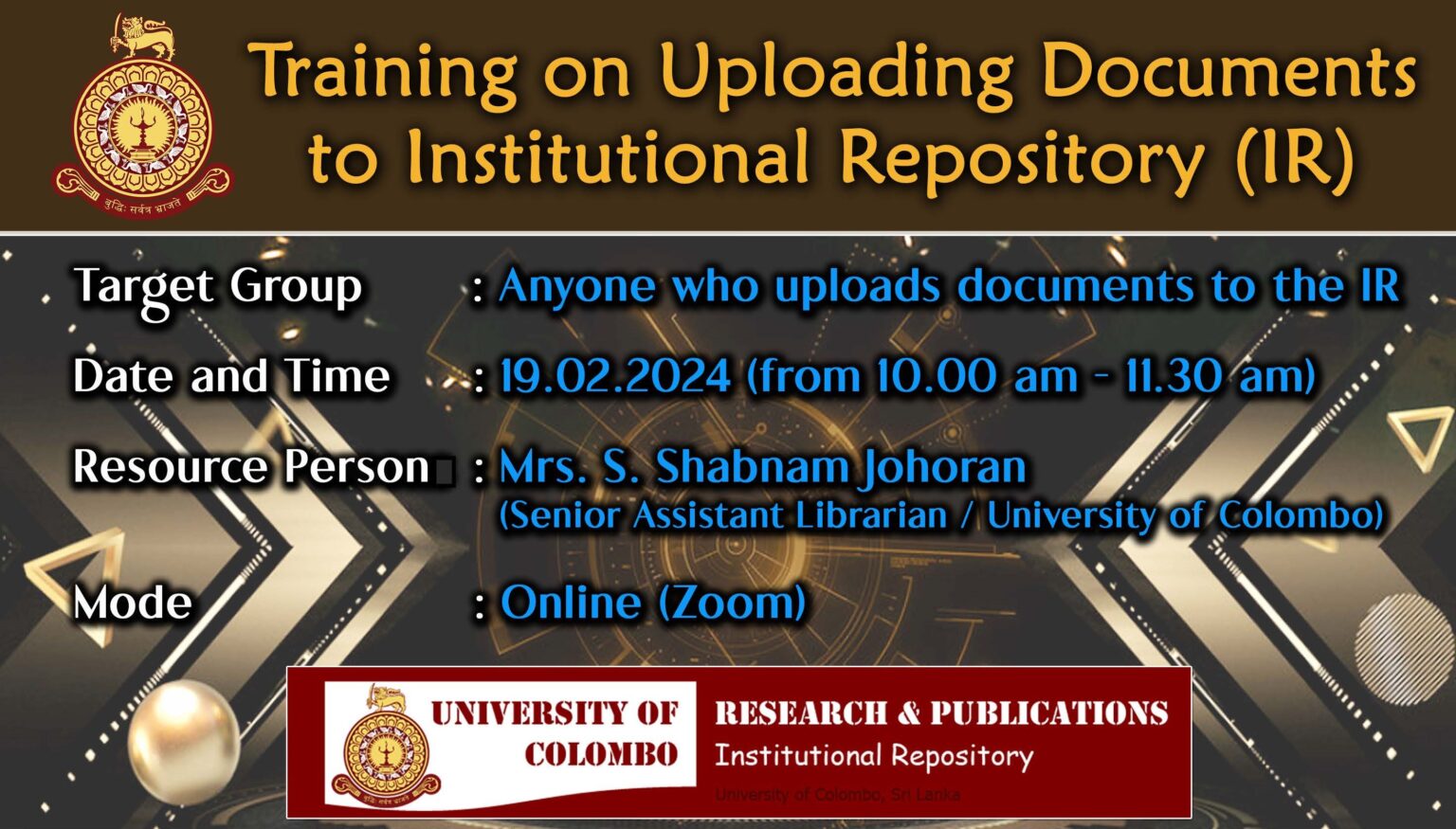 Training Session on Uploading Documents to IR | Library